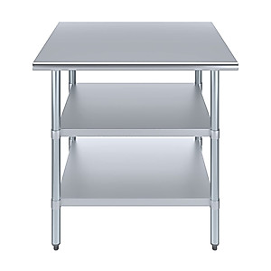 36" Long X 30" Deep Stainless Steel Work Table with 2 Shelves | Metal Food Prep Station | Commercial & Residential NSF Utility Table