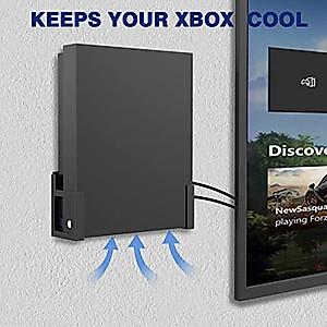 Monzlteck Wall Mount for Xbox One X (Not Fit for One Original)，All Metal Vertical Hanging On Wall with Power Botton Left/Right,Wall Shelf Bracket for X1X