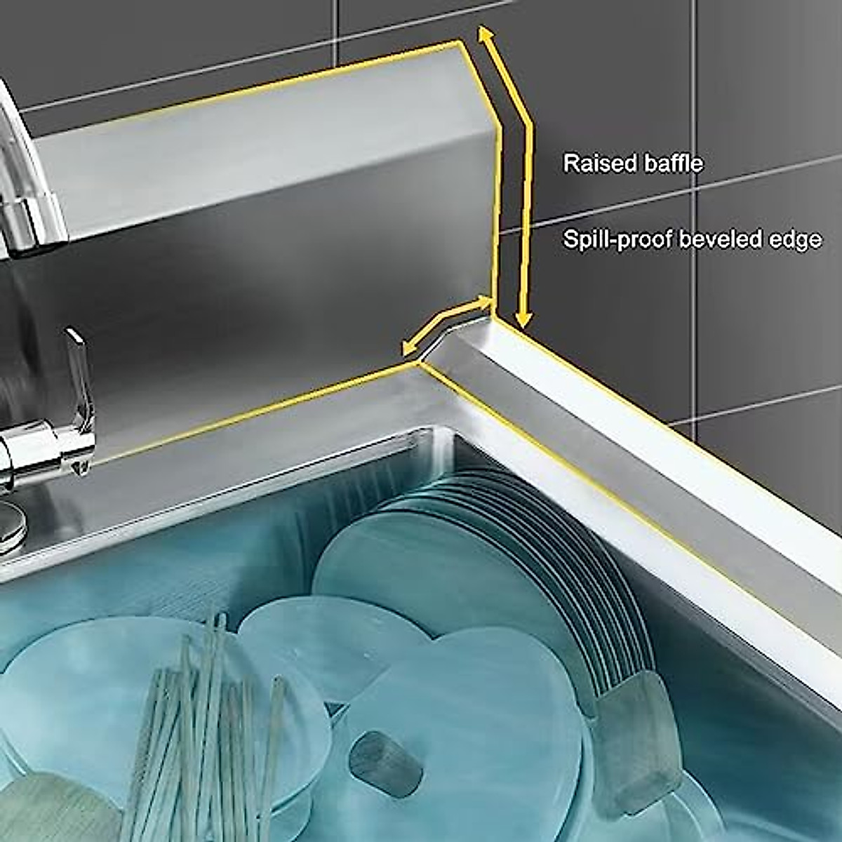 Large Single Bowl Outdoor Sink Freestanding Stainless Steel Sink, Stainless Steel Utility Sinks,1 Compartment Commercial Kitchen Sink,w/Workbench (39.4 * 19.7 * 31.5in,left platform)