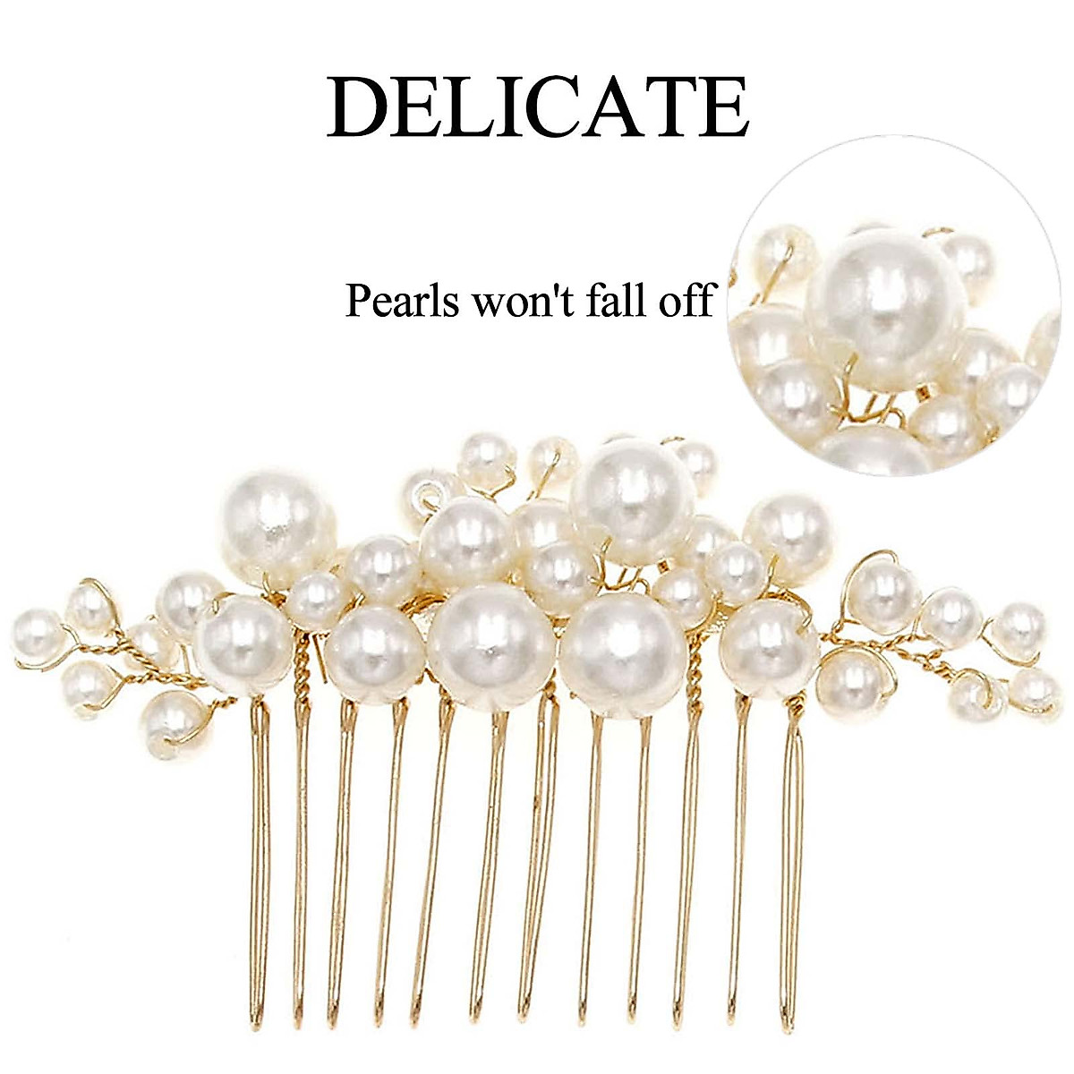 Sppry Wedding Pearl Hair Combs Set of 5 PCS - Elegant Hair Accessories for Bridal Women (Gold)