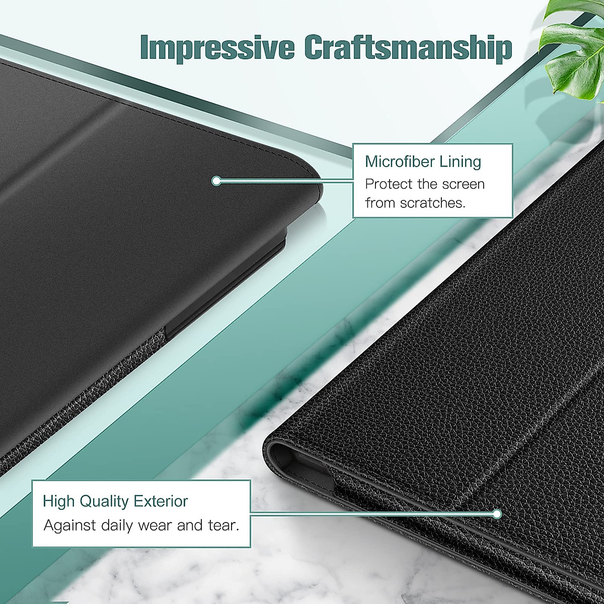 Fintie Case for QunyiCO Y10 10.1" / Pritom Tronpad M10 10 inch Tablet, Premium Vegan Leather Folio Protective Stand Cover with Pencil Holder - Black