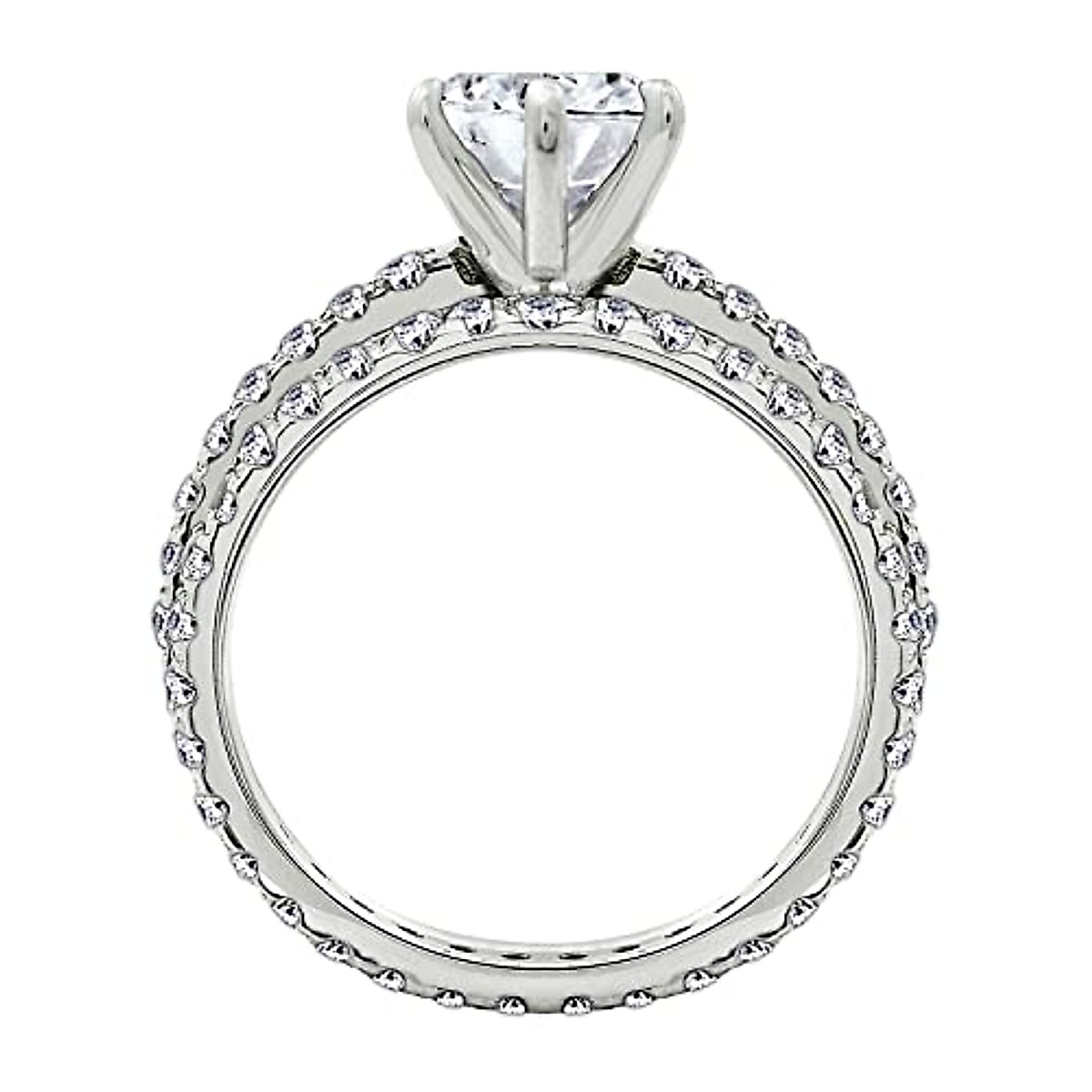 Amazon Essentials Platinum-Plated Sterling Silver Round Ring Set made with Infinite Elements Cubic Zirconia (1 Carat Center Stone), Size 9 (previously Amazon Collection)