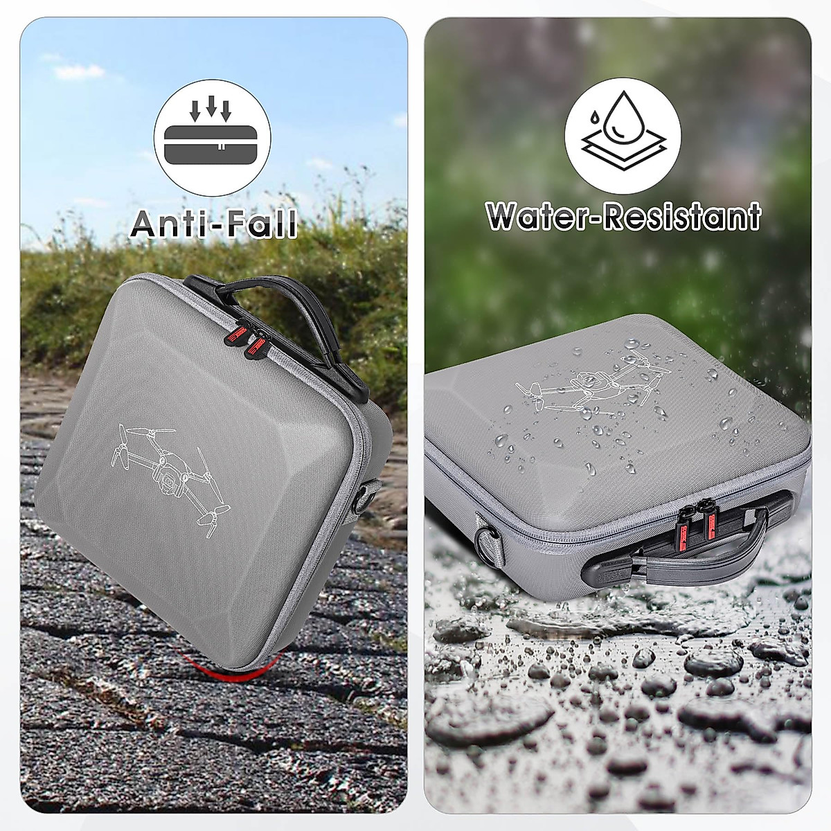 Mini 3 Pro Case, Waterproof PU Leather Carrying Case for DJI Mini 3 /DJI Mini 3 Pro/DJI Mini 4 Pro and Accessories, RC-N1 /N2Non-Screen Controller Combo with Shoulder Strap