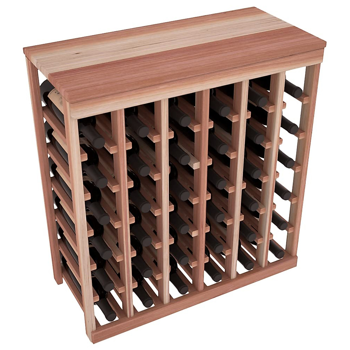 Wine Racks America Living Series Table Top Wine Rack - Durable and Modular Wine Storage System, Redwood Unstained - Holds 36 Bottles