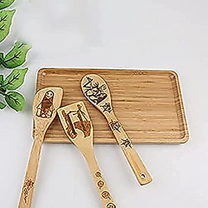 NARFIRE 5Pcs Halloween Bamboo Spatula Set Slick Halloween Print Kitchen Party Eco-Friendly Kitchenware