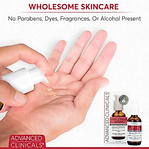 Advanced Clinicals Dark Circle Under Eye Serum Anti Aging Brightening Facial Treatment Targets Look Of Puffy Eyes, Crows Feet, & Sagging Skin W/Vitamin C, Hyaluronic Acid, & Ferulic Acid, 1.75 Fl Oz