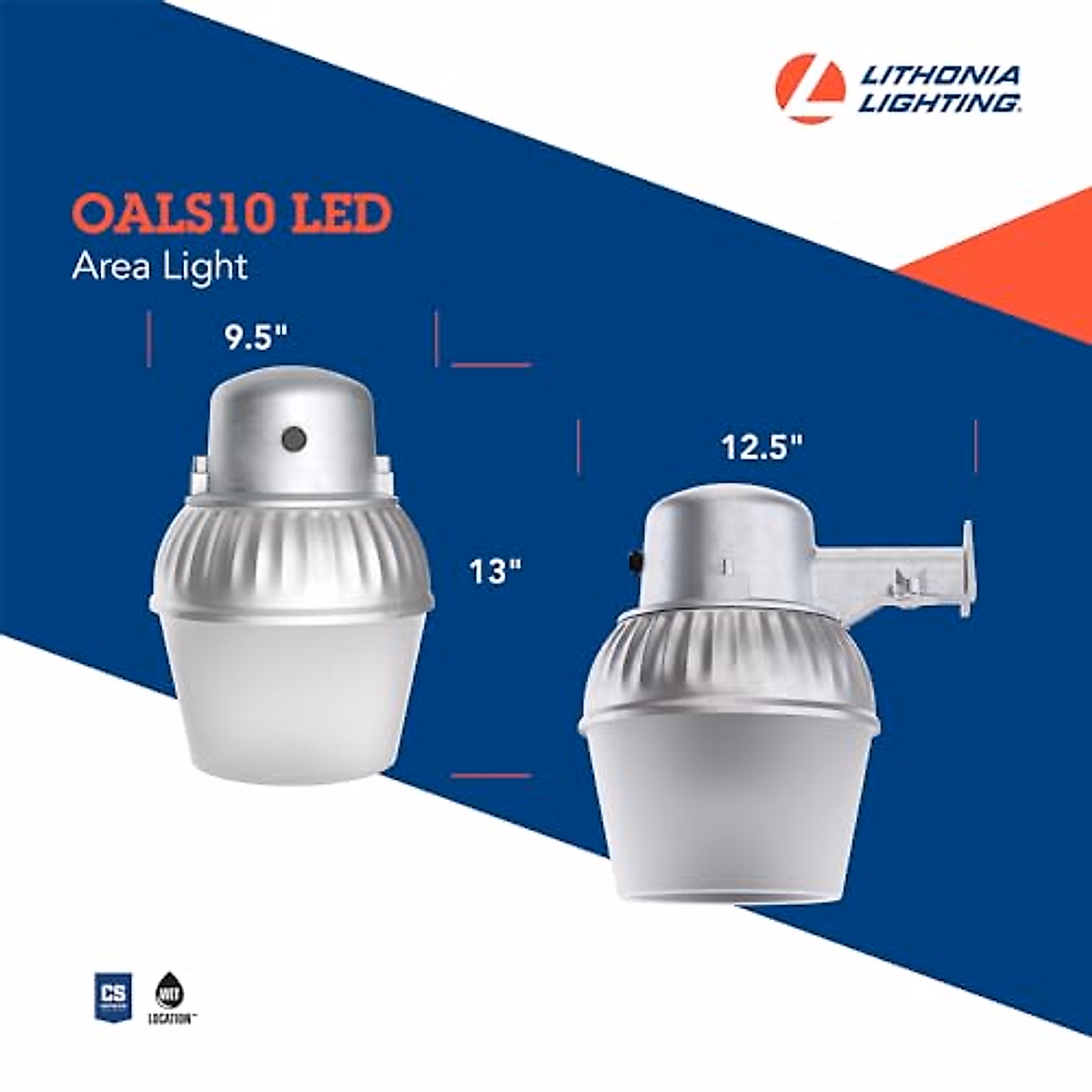 Lithonia Lighting OALS10 Outdoor LED Area Light with Photocell Dusk-to-Dawn, Gray