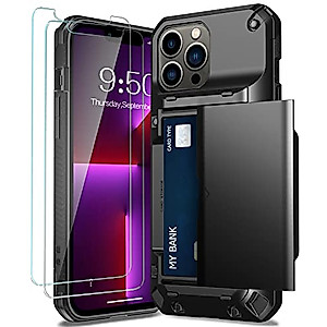 SUPBEC iPhone 13 Pro Max Wallet Case, Screen Protector x2, Hidden Card Slot, Military Grade Protection, 6.7" Black