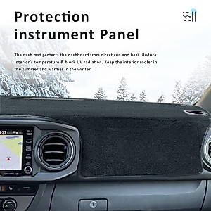 auovo Dashboard Cover Mat Compatible with Toyota Tacoma 2016 2017 2018 2019 2020 2021 2022 2023 Anti-Slip Dash Cover Dash Carpet Cover Sunshield Protector