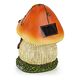 VP Home Tree Trunk Fairy House Solar Powered LED Outdoor Decor Garden Light & Mushroom Fairy House Solar Powered Outdoor Decor LED Garden Light