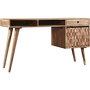 Mod-Arte Modern Wood Honeycomb Office Desk with Storage in Natural