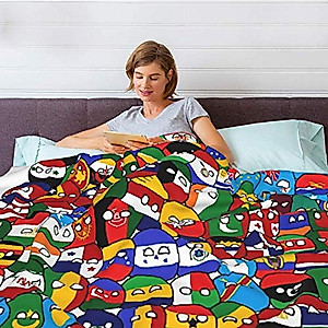 Hanayo Countryball Polandball World Map Flannel Fleece Throw Blanket Soft Cozy Lightweight Fluffy Microfiber Blanket All Season Fuzzy Plush Throw Blanket for Couch Bed Sofa 60"X50"