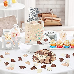 500 Pieces Bear Shaped Confetti Baby Shower Cream Brown Paper Confetti Sprinkles Bear Table Confetti for Boy Girl Home Party Table Decorations (1.2 Inch, Solid Style)