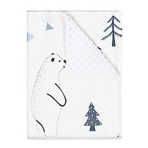 Yoofoss Baby Blanket Super Soft Minky Swaddle Cuddle Blanket with Double Layer Plush Dot Backing Printed Receiveing Blanket for Boys Girls Nursery Stroller Crib Newborn Blanket 30x40In (Bear)