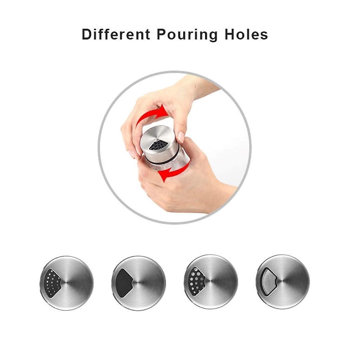 Elegant Salt and Pepper Shakers with Adjustable Pour Holes - Set of 2 - Premium Stainless Steel and Glass - Perfect Spice Dispenser Set for Your Delicious Meals