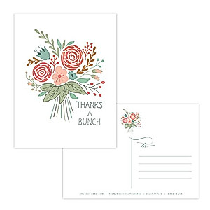 One Jade Lane - Floral Festival Thank You Cards (Self-mailer) POSTCARDS "Postage Saver" (Set of 40).
