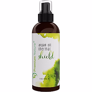 Premium Nature Argan Heat Protectant Spray for Hair Protection - 8oz Thermal Spray Suitable for All Hair Types, Moisturizes for Smooth, Sleek Look, Silicone Free, Natural Scent