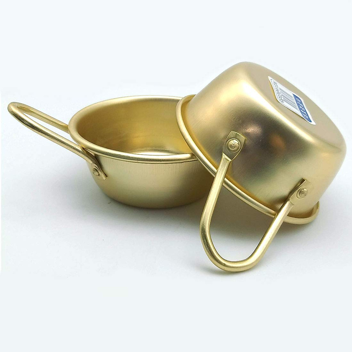 GARASANI 2 Pack Korean Traditional Wine Bowls, Korean Wine Bowl, Hiking Soup Dish, Aluminum, Yellow (4.7 inches)