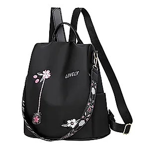 PMUYBHF School Bags For Girls Women's New Simple Fashion One Shoulder Crossbody Dual Use Flower Print Embroidery Backpack Tote Bag Women