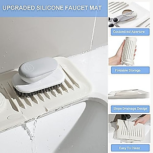 Gelecek Kitchen Sink Splash Guard, 17.7" x 5.5" Silicone Sink Faucet Mat, Sink Draining Pad Behind Faucet, Faucet Splash Catcher, Keep Kitchen and Bathroom Sinks Dry, Grey