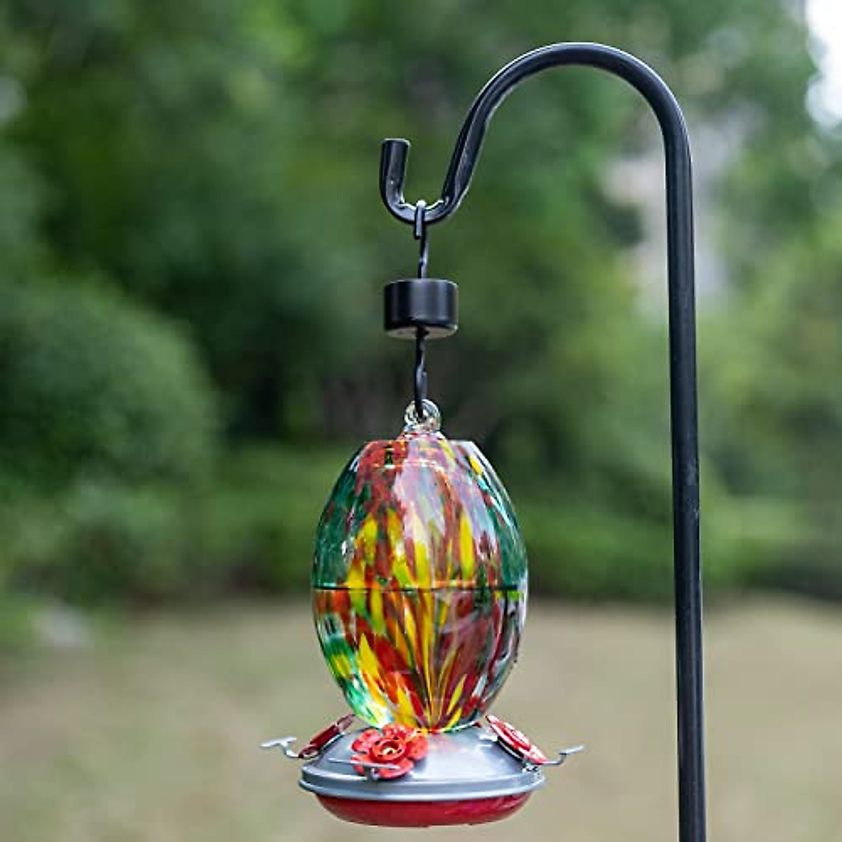 Muse Garden Hummingbird Feeders for Outdoors Hanging, Blown Glass Hummingbird Feeder, Hummingbird Gifts for Mom, Garden Backyard Decor, Unique Gifts Idea for Women Mothers Day, 27OZ, Emerald Peacock