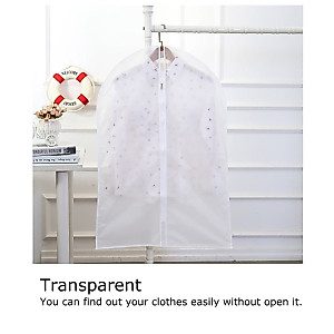 In kds Transparent PEVA Dress Garment Bag Suit Bag with Zipper Pack of 6, 4Medium and 2 Large