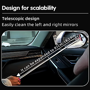 Car Mirror Wiper, Telescopic Auto Mirror Squeegee Cleaner, 97cm Long Handle Car Cleaning Tool Portable Cleaning Tool for All Car/SUV/Truck,Universal Car Accessories(pink)