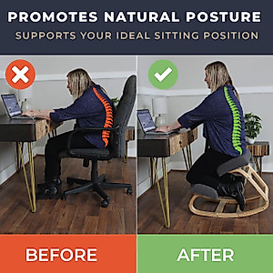 RRI Goods Kneeling Desk Chair, Sturdy Ergonomic Kneeling Chair for Office and Students, Rocking Motion for Natural Movement