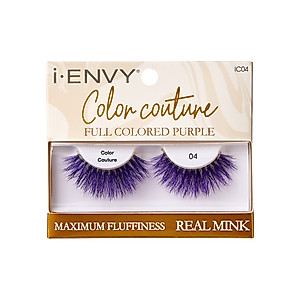 iENVY False Eyelashes Real Mink Color Couture Full Colored Lashes Maximum Fluffiness and Volume Fake Eyelashes (Purple)