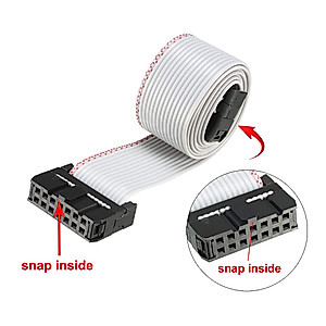 uxcell IDC Gray Wire Flat Ribbon Cable 14 Pins 48cm Length 2.54mm Pitch Type-B