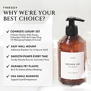 FINESSY Soap Shampoo Conditioner Dispenser Bathroom Wall Mount, Soap and Shampoo Dispenser for Shower Wall, Shower Dispenser 3 Chamber No Drill, Bathroom Soap Dispenser Set, Shower Soap Dispenser