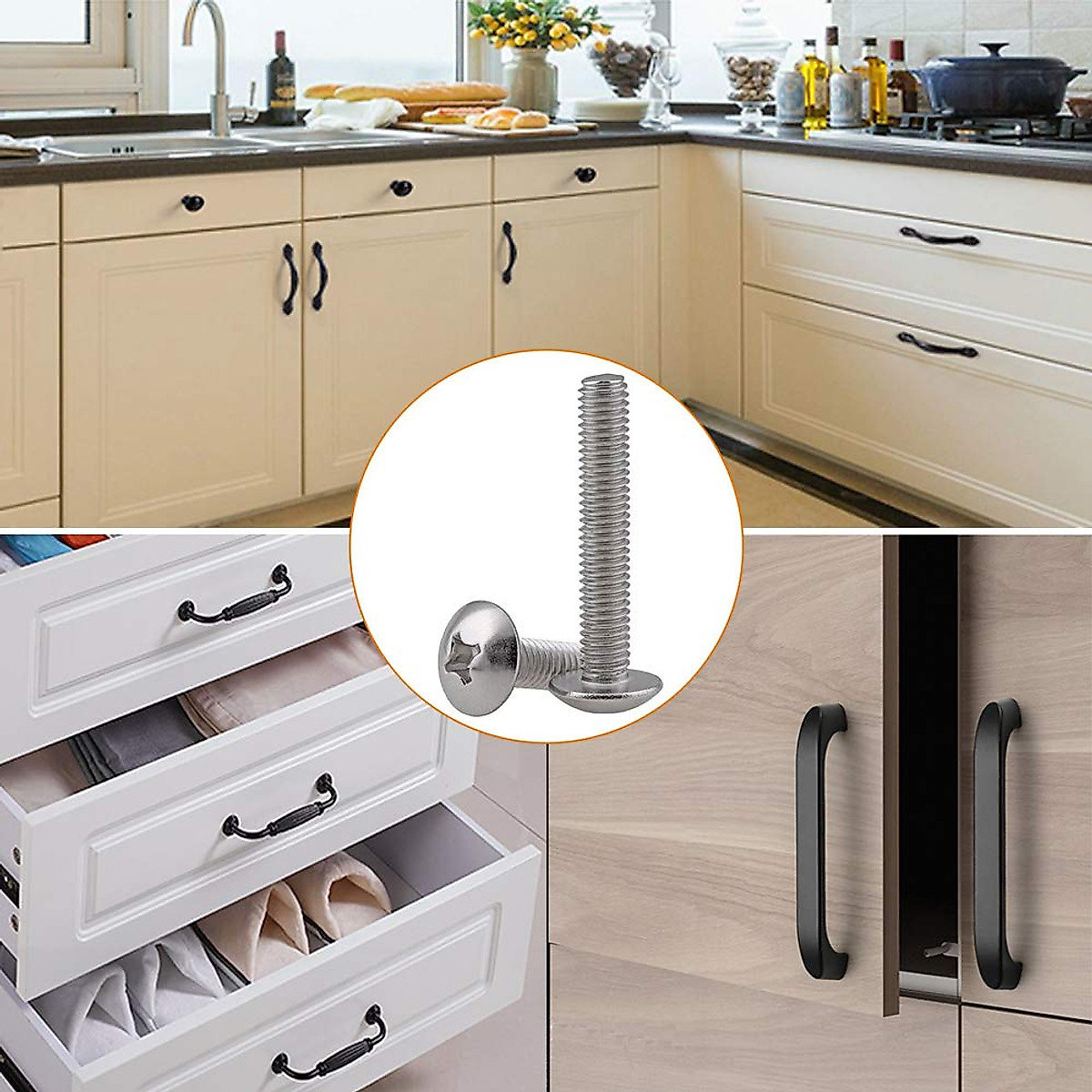 Adiyer 40-Pack Metric M4 x 30mm Machine Screws for Cabinet Drawer Knob Pull Handle, 304 Stainless Steel, Truss Head Bolts, Phillips Drive