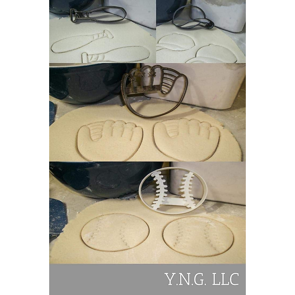 BASEBALL MITT GLOVE BAT CAP HAT SPORTS ATHLETICS SET OF 4 COOKIE CUTTERS MADE IN USA PR1164