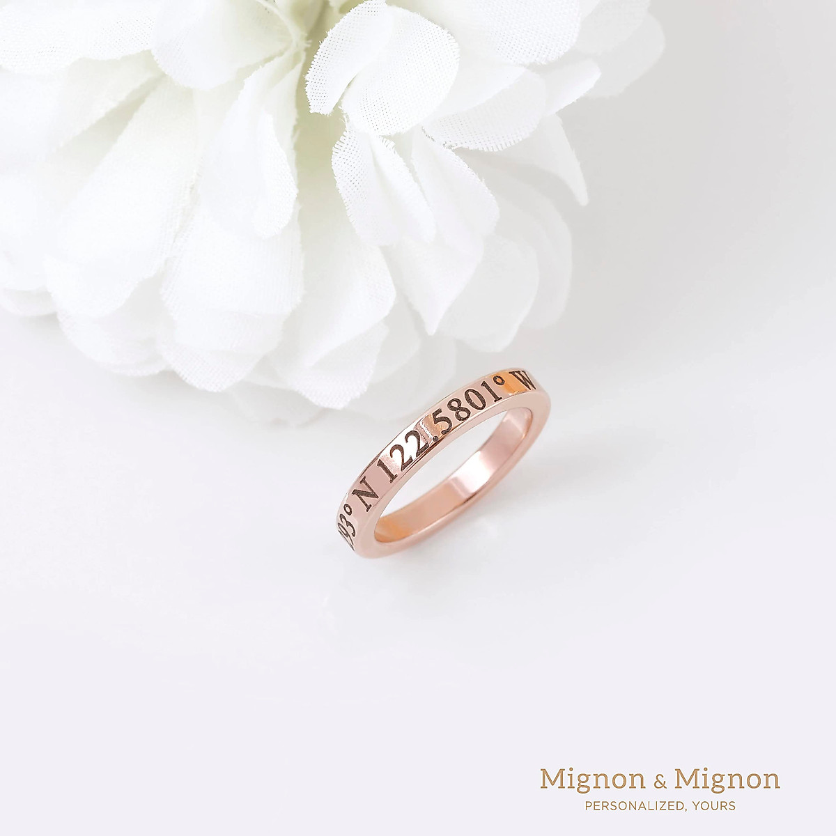 MignonandMignon Personalized Engraved Rings for Women Friendship Matching Rings Custom Coordinate Stacking Best Friend Memorial - R4