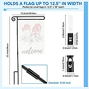 10 Pack Garden Flag Stand with Flag Stoppers and Clips, Black Powder Coated Weather Proof Garden Flag Pole Holder for Outdoor Garden Flag (Classic Style, 15.2 x 33.1 Inch)