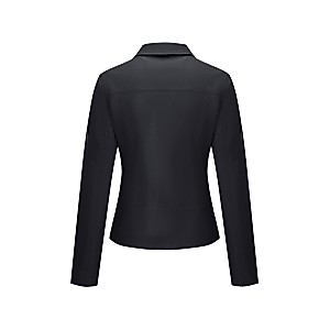 Bellivera Women Faux Leather Motorcycle Jacket Spring Clothes Winter Trendy Moto Biker Casual Coat 7906 Black M