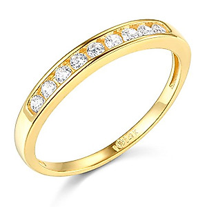 14k Yellow Gold Solid Wedding Engagement Ring and Wedding Band 2 Piece Set - Size 8