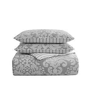 Stone Cottage - King Duvet Cover Set, Reversible Cotton Sateen Bedding with Matching Shams, All Season Home Decor (Camden Grey, King)