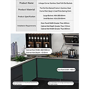 JayHumphrey Blind Corner Cabinet Pull Out for 15 Inch Opening, Kitchen Corner Cabinet Pull Out Organizer, 2 Tier 4 Baskets Concealed Roller Slide Out Shelves, Chrome,Left Open