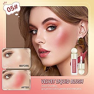 Liquid Blush,Soft Cream Face Blush,Natural Matte Finish Looking, Dewy Cheek Tint, Moisturizing Lightweight Blendable Feel（5#）