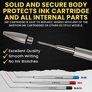BASTION® Luxury Bolt Action Pen, Durable Professional Ballpoint Pen with Fine Tip, EDC Pen Ink Refillable Pen - 100% Titanium