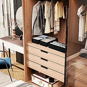 DIMJ Drawer Organizers, Set of 4 Clothes Drawer Organizer, Foldable Closet Drawer Organizer, Dresser Drawer Organizers Dividers for Baby Clothes, Socks, Belt, Tie (Black)