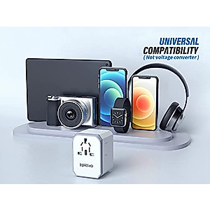 Universal Travel Power Adapter - EPICKA All in One Worldwide International Wall Charger AC Plug Adaptor with Smart Power USB for USA EU UK AUS Cell Phone Laptop (White)