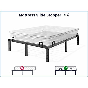 HAVONIZD Mattress-Slide-Stopper, 6-PCS, Mattress-Holder for Metal Bed-Frame, Non-Slip Mattress-Gaskets, Keep-Mattress-from-Sliding, Adjustable Size, Black