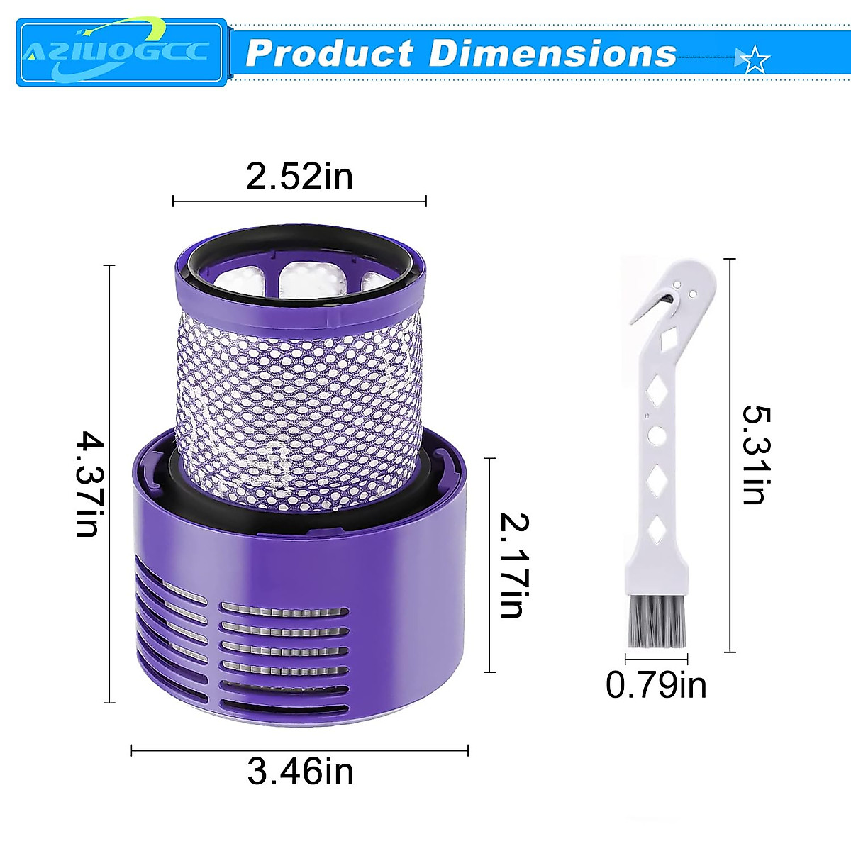 Replacement V10 Filters for Dyson V10 Cyclone Series, V10 Absolute, V10 Animal, V10 Total Clean, SV12,Part No. 969082-01, Purple (1)