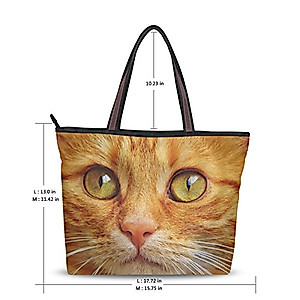Tote Bag Cat Shoulder Handbag Travel Beach Bags With Zipper