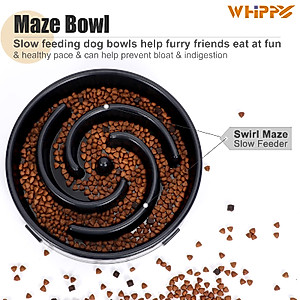 WHIPPY Slow Feeder Bowl for Small Medium Dog Fun Maze Feeder Dog Food Water Bowl Anti-Slip Puzzle Bowl No Chocking Healthy Interactive Bloat Stop Dog Bowl Dish,Medium,Black