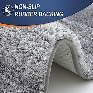 OLANLY Luxury Bathroom Rug Mat, Extra Soft and Absorbent Microfiber Bath Rugs, Non-Slip Plush Shaggy Bath Carpet, Machine Wash Dry, Bath Mats for Bathroom Floor, Tub and Shower, 16x24, Grey