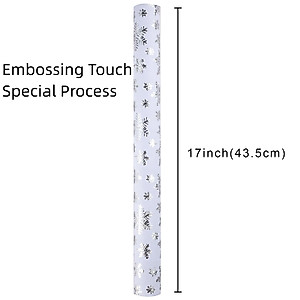 Homeral Christmas Wrapping Paper Roll - 46.8sq.ft. 3D Embossed Silver Foil Snowflakes on White for Christmas, Winter Holiday, Party, New Year Celebration- 17in x 33ft