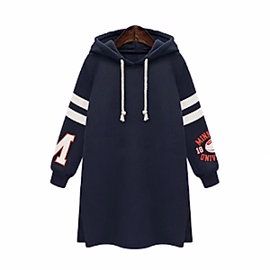 IEason Women Blouse 2017 Winter Womens Hooded Hoodies Sweatshirt Casual Coat Tops Pullover Plus Size (XL, Dark Blue)